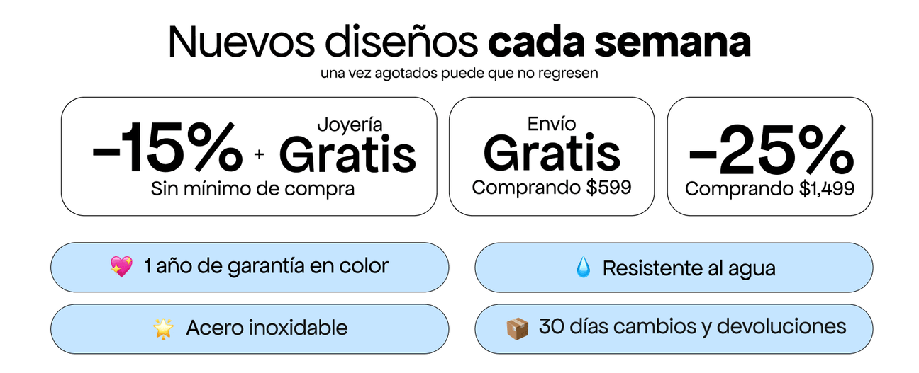 Rebajas en joyas para mujer desde $199 y envío gratis – Chabacano MX